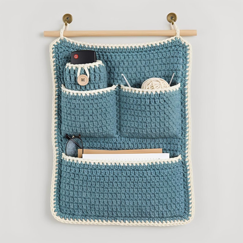 Crochet Organizer Pattern PDF | Remote Holder and Storage Pocket | Wall ...