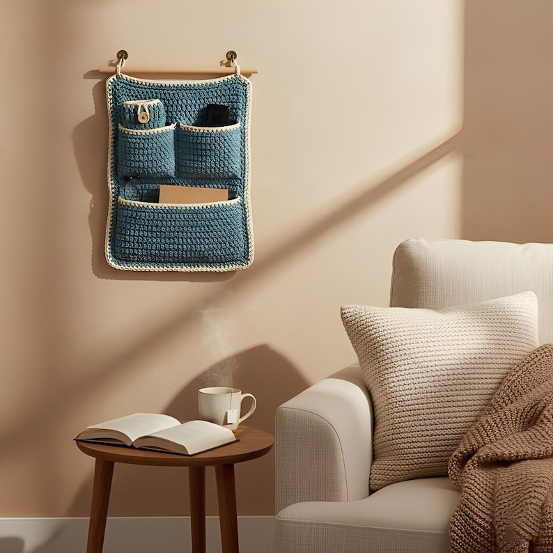 Crochet Organizer Pattern PDF | Remote Holder and Storage Pocket | Wall ...
