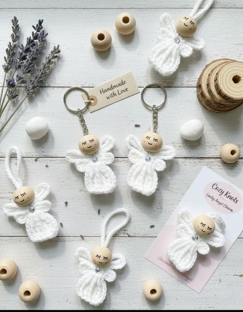 Easy Crochet Angel Pattern PDF and Video Tutorial | Keychain, Ornament ...