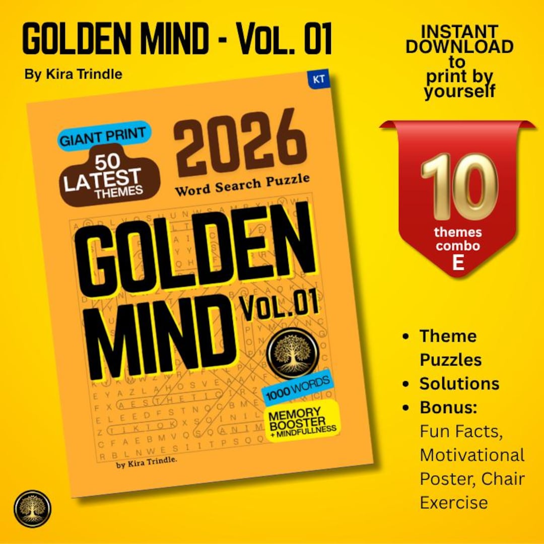 Giant Print Word Search | Memory Booster Brain Game (PDF) - Etsy
