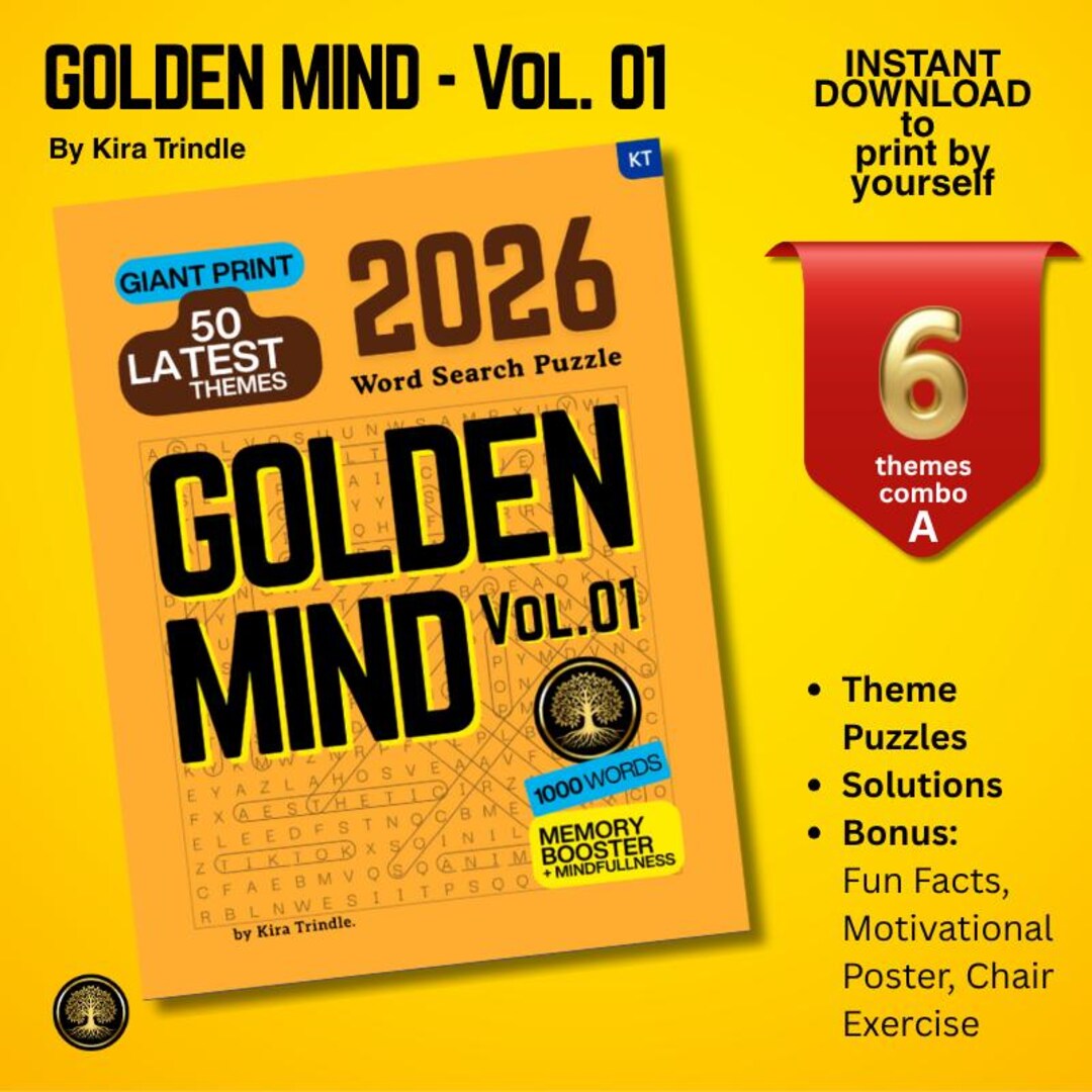 Large Print Word Search: 6 Mindful Themes, Senior Puzzles (PDF) COMBO ...