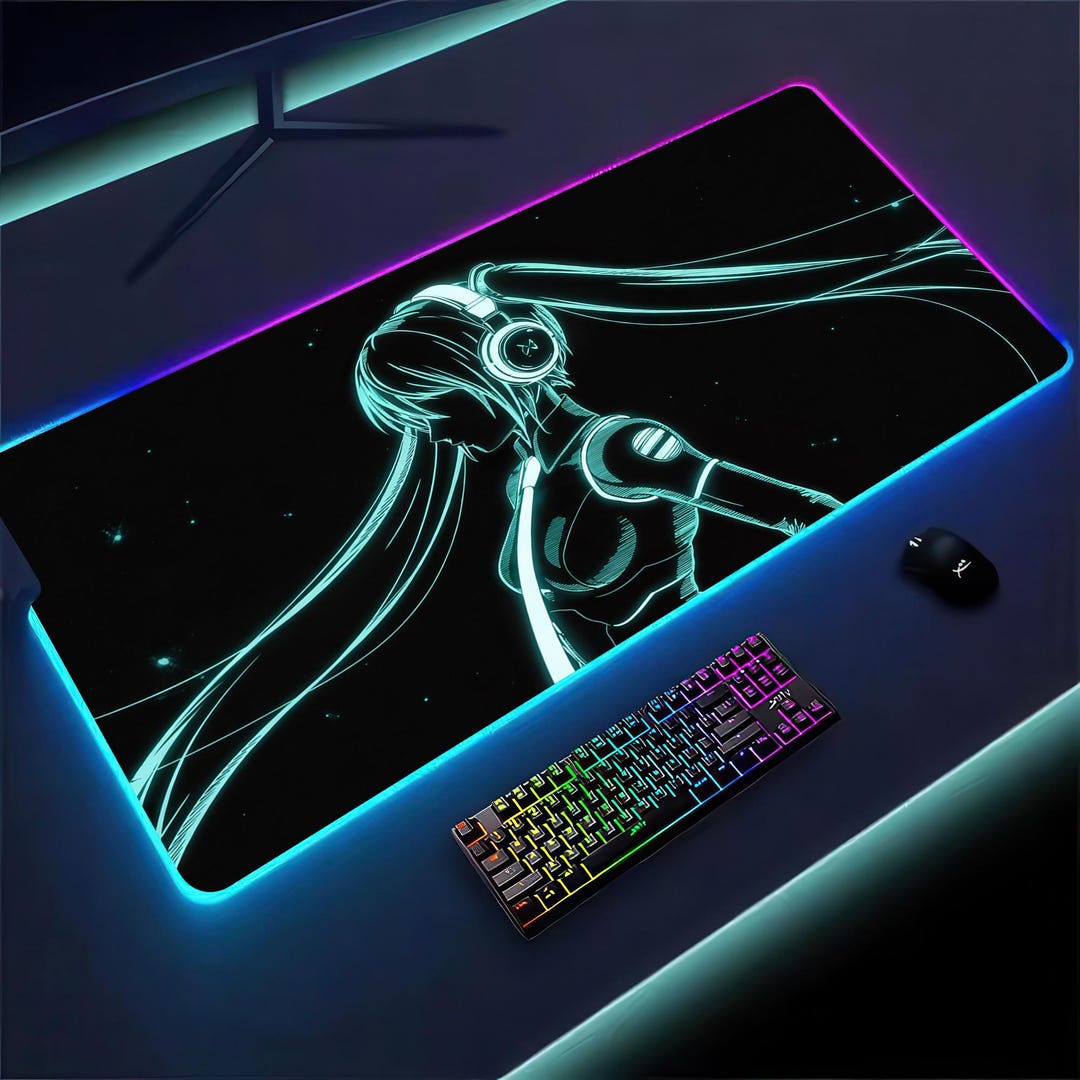 RGB Anime Mouse Pad, Kawaii Hatsune Miku Desk Mat, XXL LED Gaming Desk ...