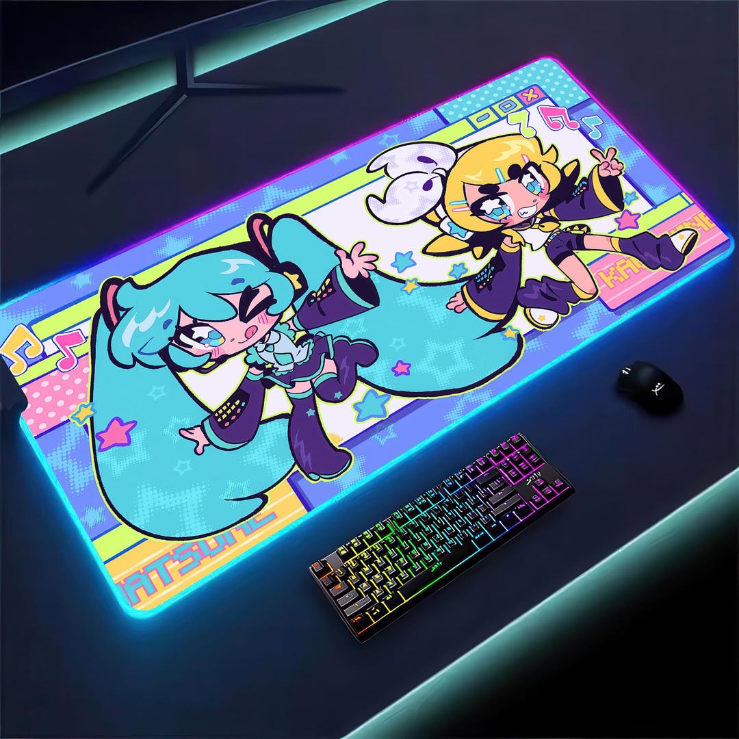 RGB Hatsune Miku Mouse Pad, Kawaii Chibi Anime Desk Mat, XXL Aesthetic ...