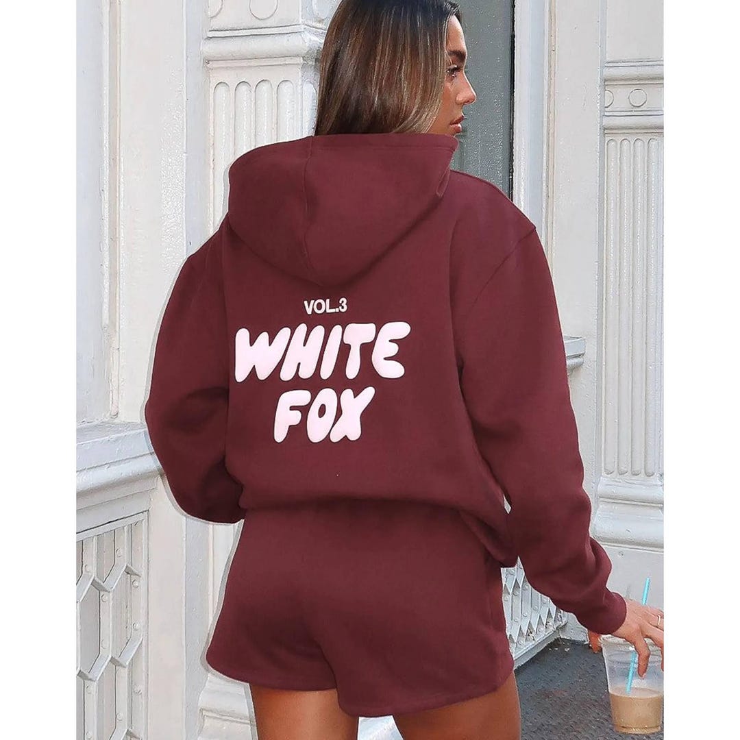 White Fox Print Hoodie – Oversized Fleece Sweatshirt - Etsy