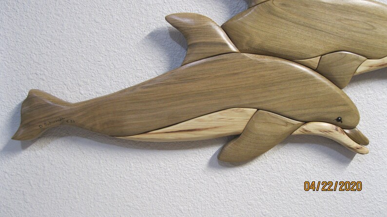 DOLPHINS Hand Carved Seaside Intarsia Wall Decor by Rakowoods | Etsy