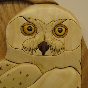 WHITE SNOWY OWL Intarsia Wood Carving Wall Decor Gift Unique - Etsy