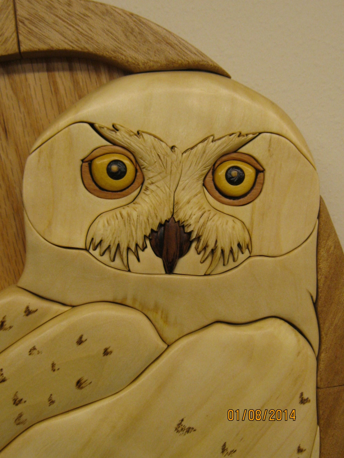 WHITE SNOWY OWL Intarsia wood carving wall decor gift | Etsy