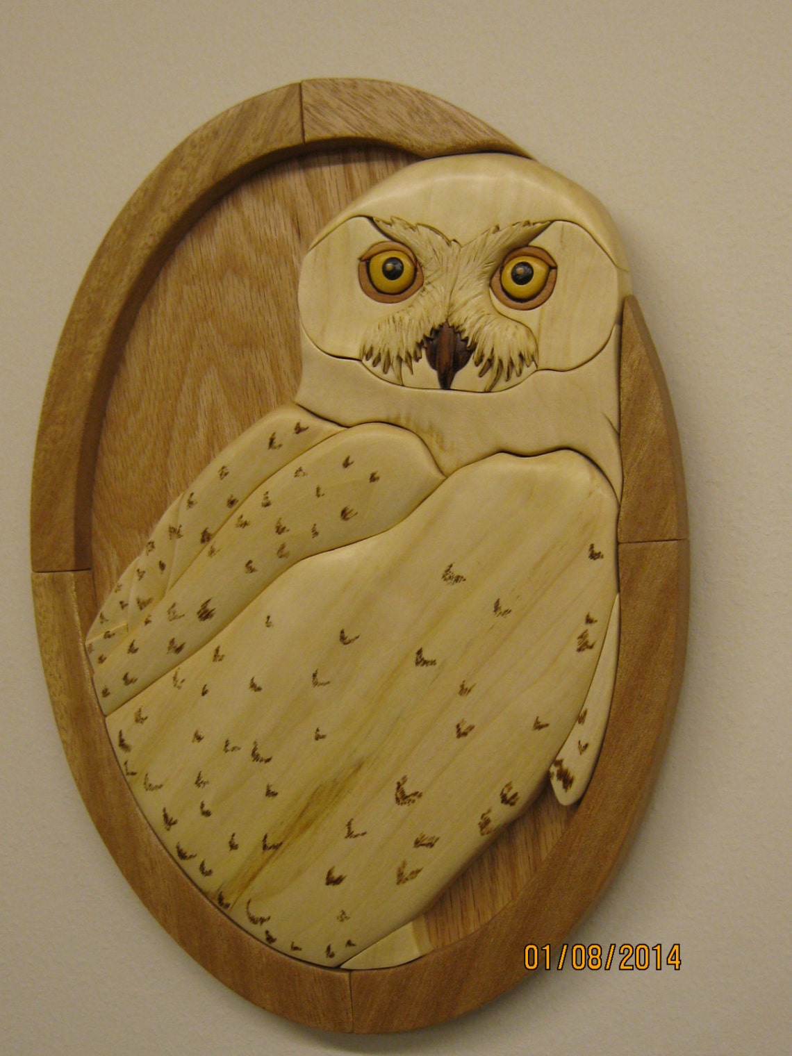 WHITE SNOWY OWL Intarsia Wood Carving, Wall Decor Gift, Unique Birthday ...