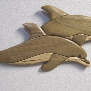 DOLPHINS Hand Carved Seaside Intarsia Wall Decor by Rakowoods Great ...