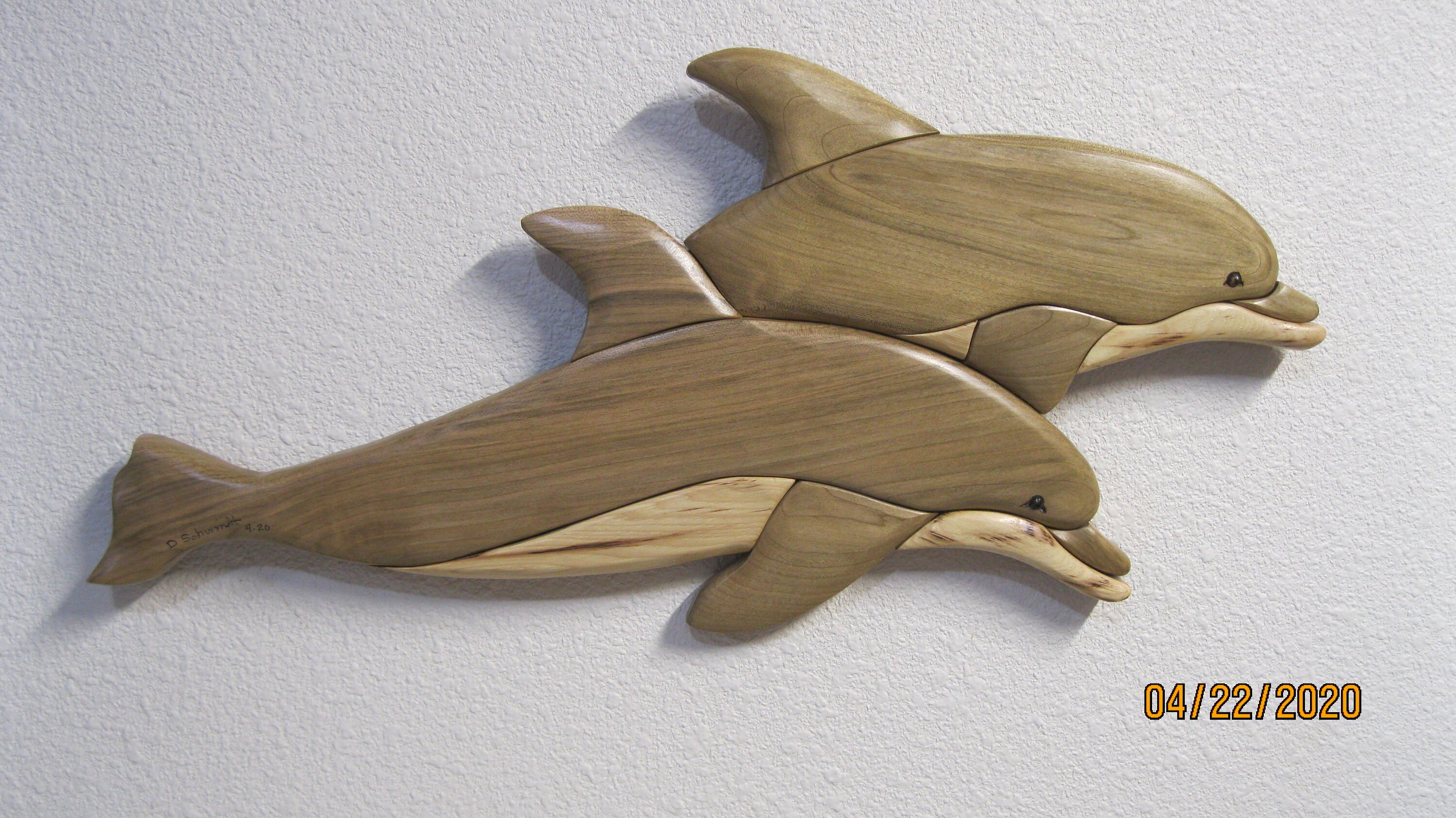 DOLPHINS Hand Carved Seaside Intarsia Wall Decor by Rakowoods Great ...