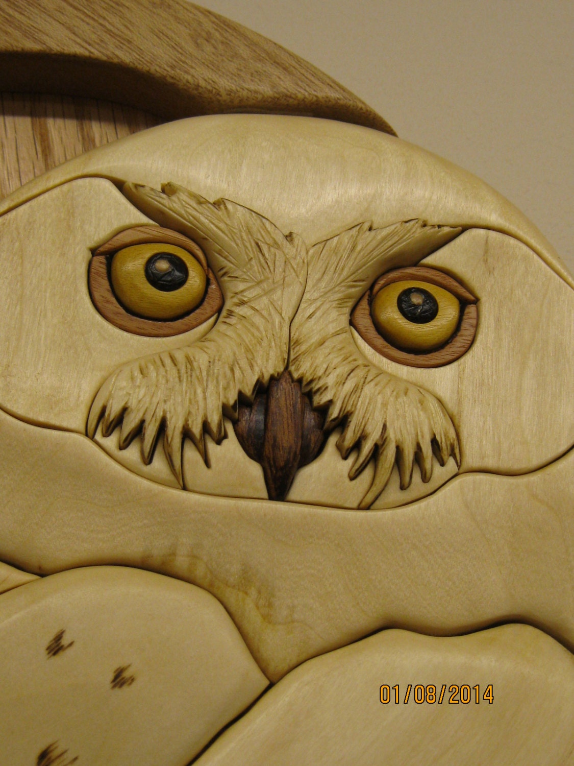 WHITE SNOWY OWL Intarsia Wood Carving, Wall Decor Gift, Unique Birthday ...