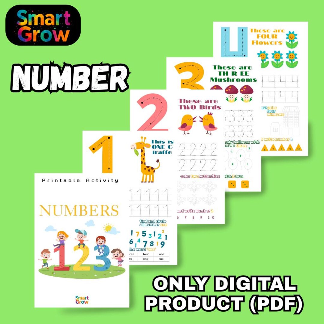 Numbers Tracking Worksheet for Kids - 20 Toddler Activities (PDF File ...