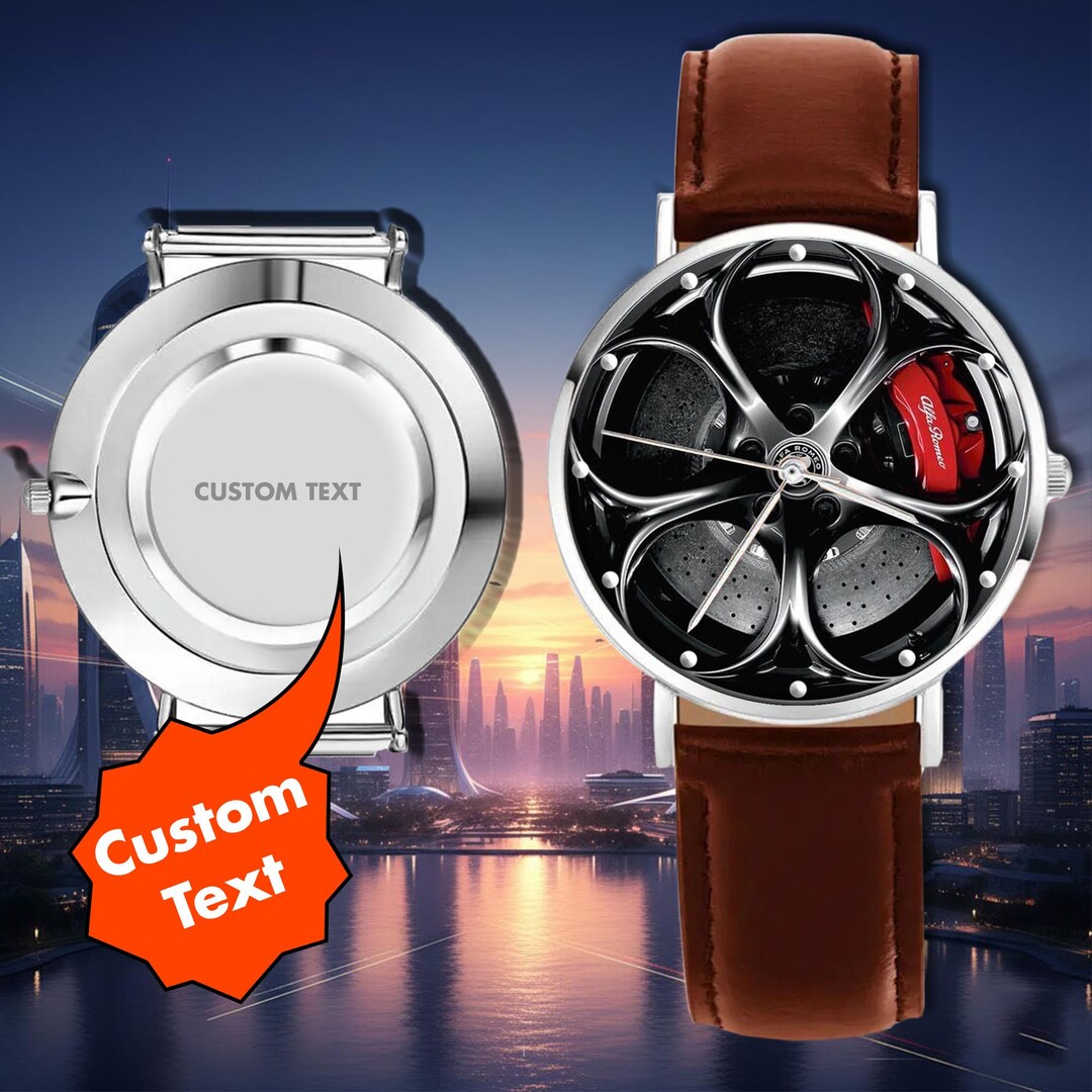 Luxury Car Wheel Inspired Watch, Automotive Style Wrist Watch Gift for ...
