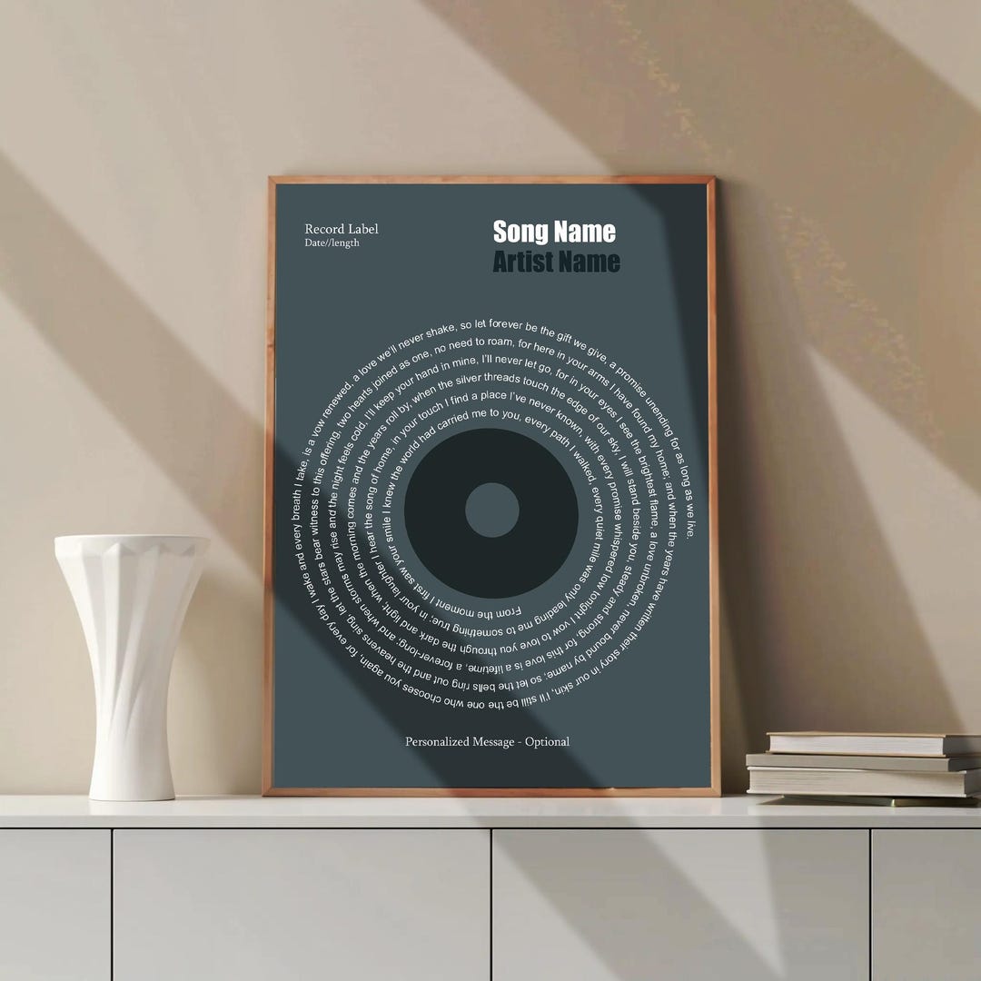 Custom Song Lyrics Print, Personalized Vinyl Record Poster, Wedding ...