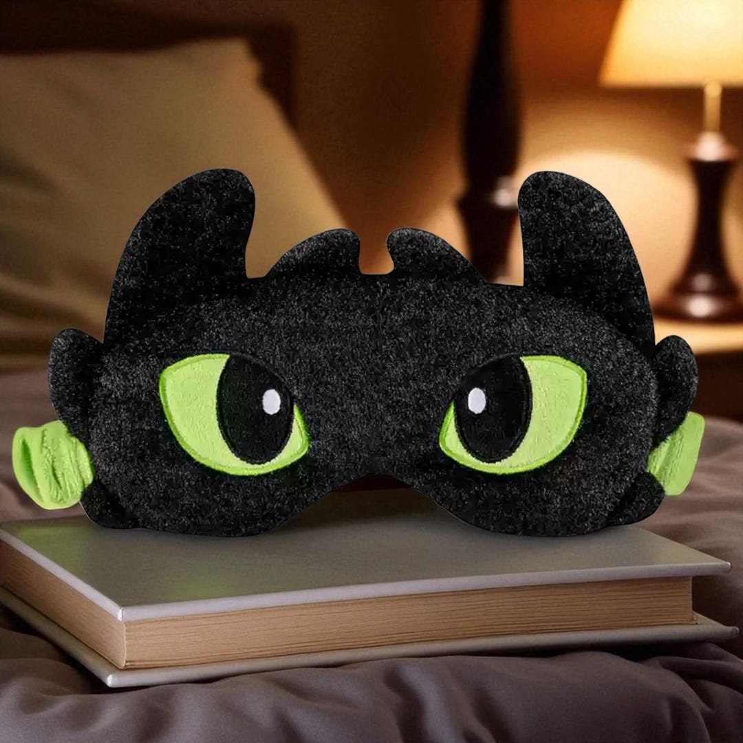 Kawaii Toothless Dragon Sleep Mask: Plush Eye Cover for Kids & Adults ...
