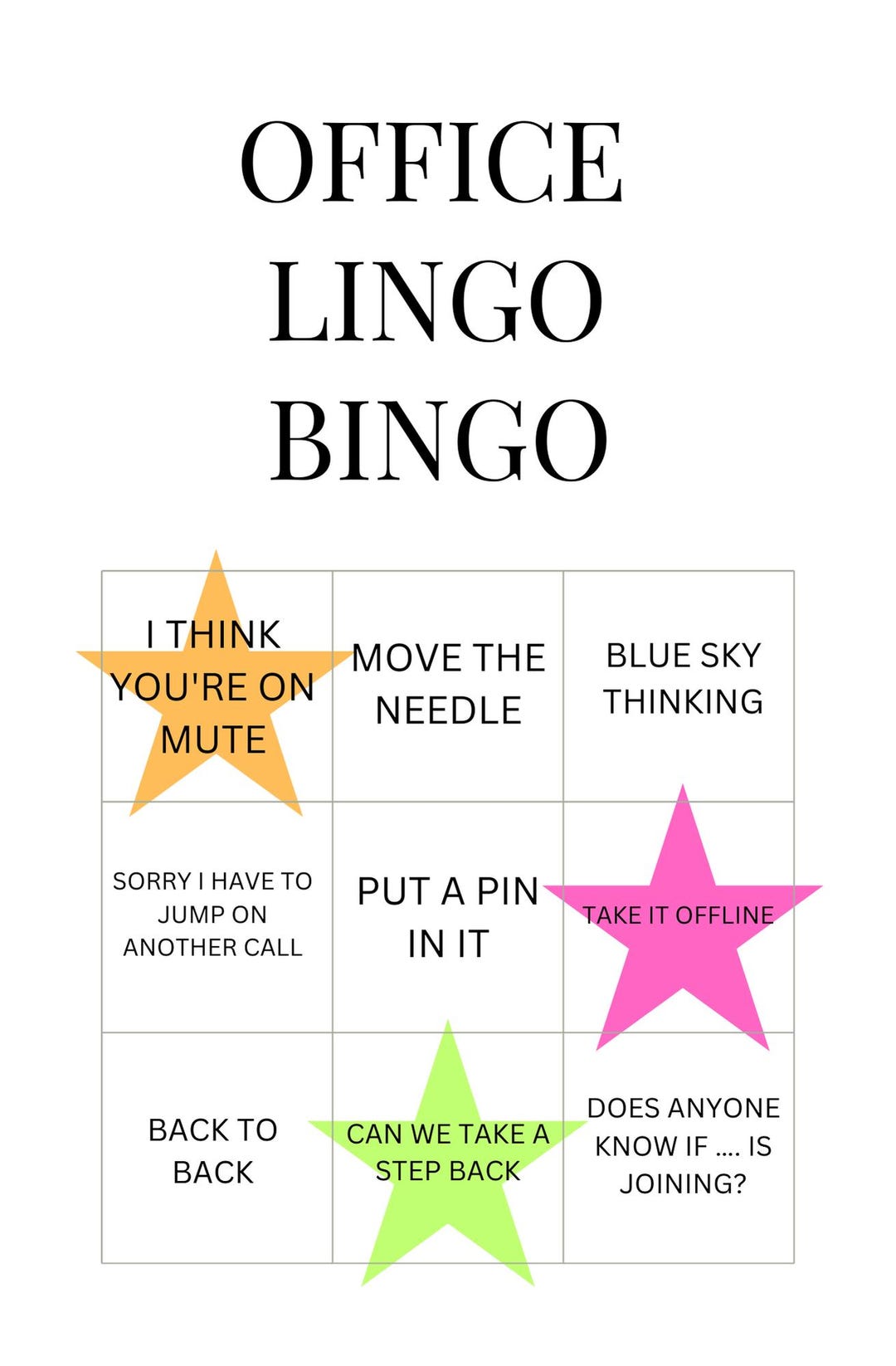 Office Lingo Bingo - Etsy