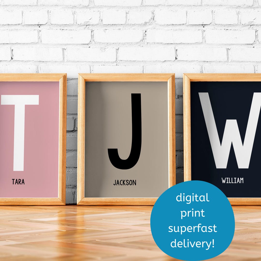 Personalised Initial Name Print, Custom Design Digital Printable, Bold ...