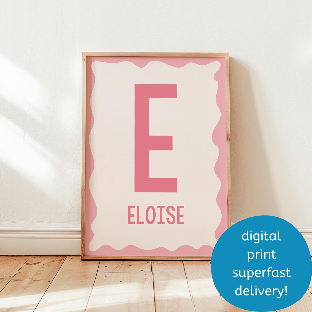 Personalised Initial Name Print, Kids Custom Digital Printable, Bold ...