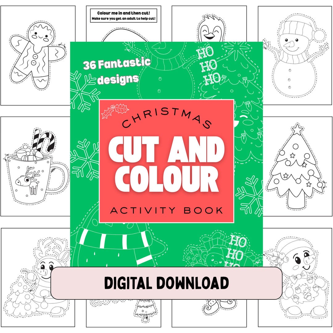 Cut and Colour Christmas Digital Download Colouring Book Pages for ...