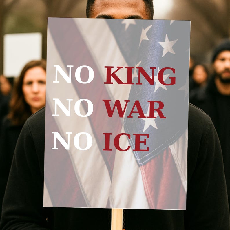 No King No War No ICE Protest Sign, Anti-ice Anti-trump Printable ...