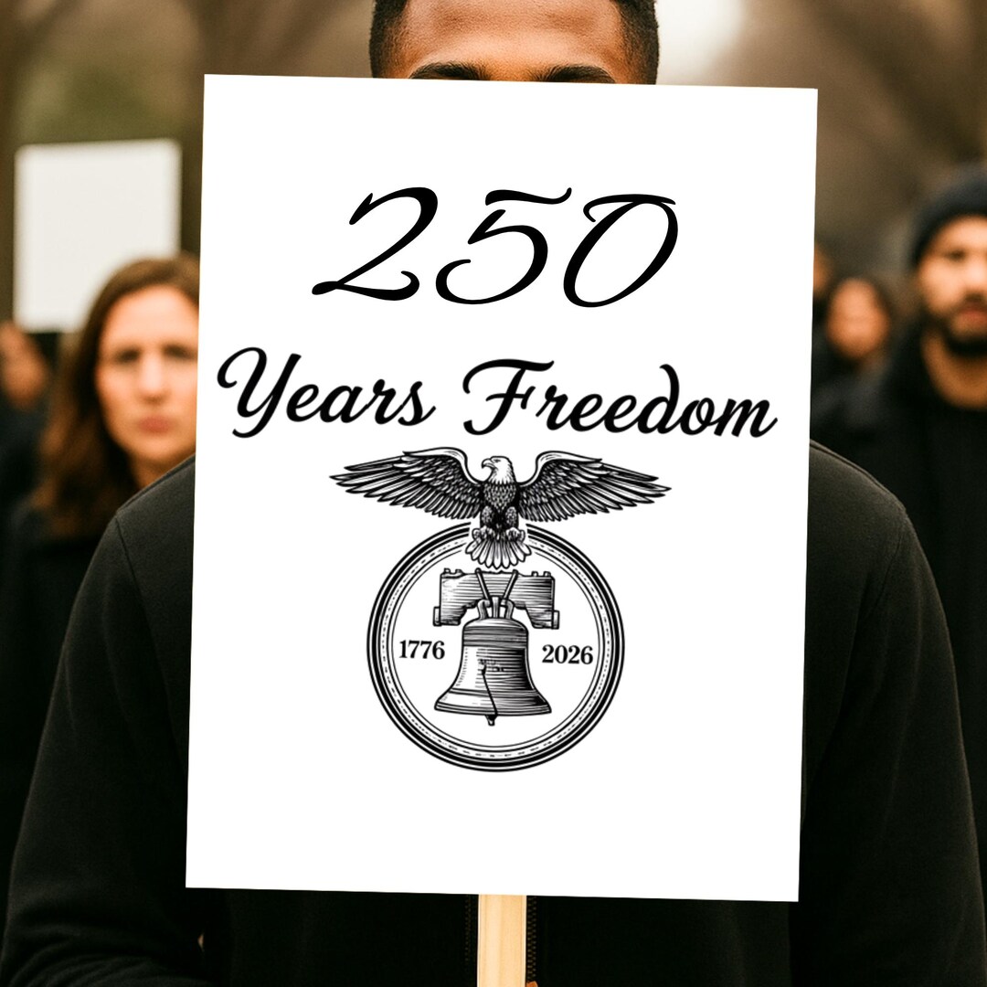 250 Years of Freedom Protest Sign, 1776–2026 March Sign, Patriotic ...