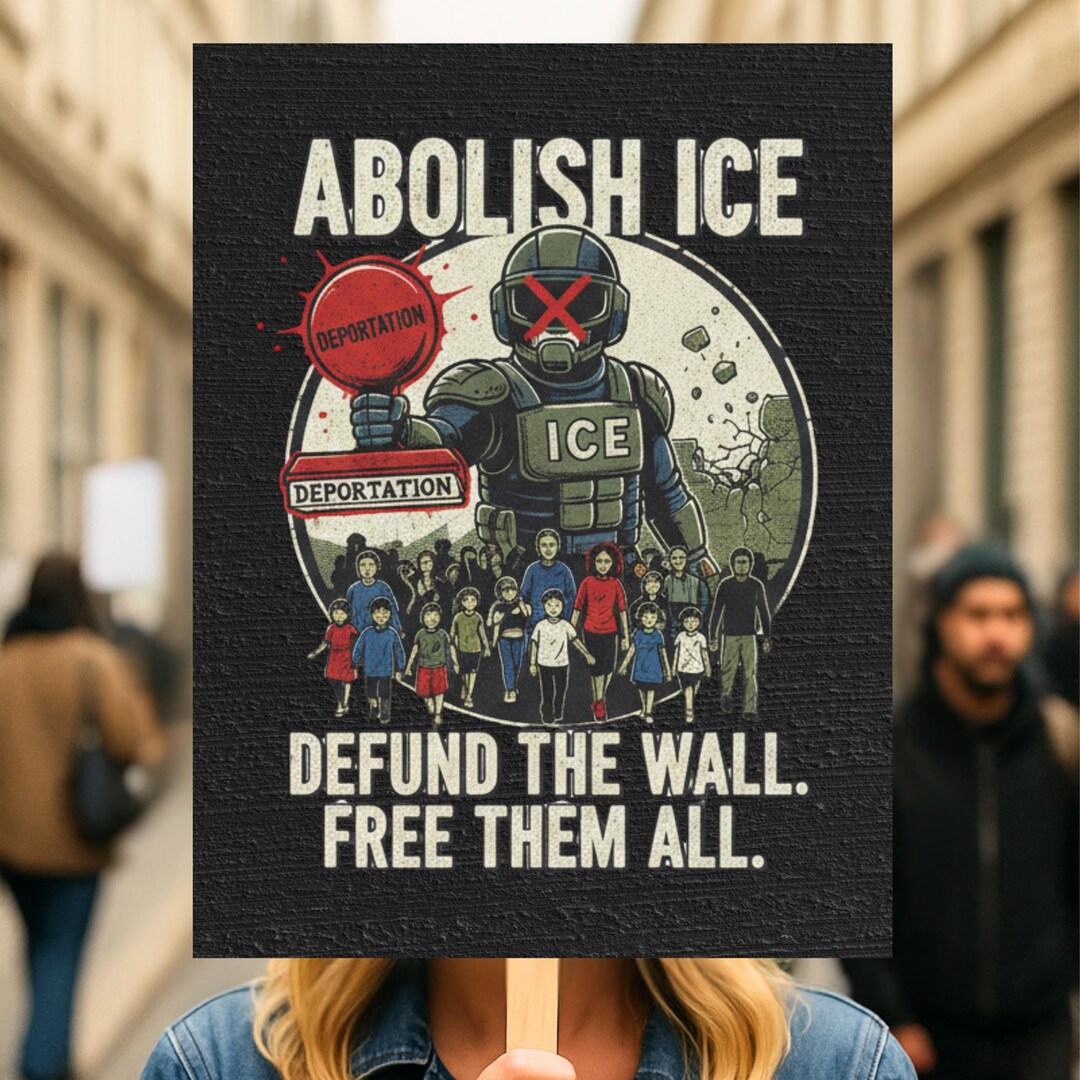 Abolish ICE Protest Sign, Defund the Wall Poster, Free Them All ...