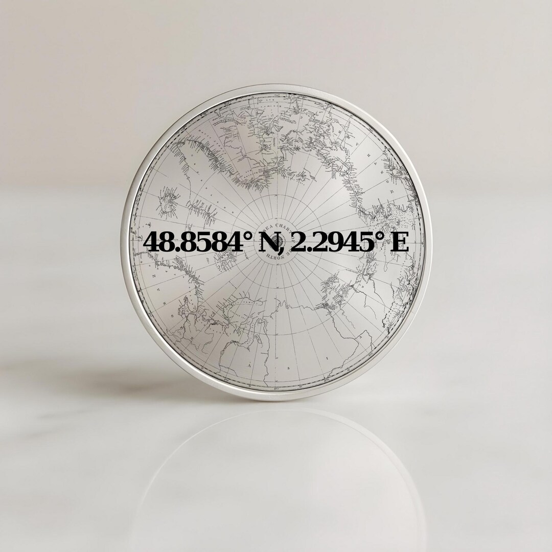 Custom Coordinate Souvenir Coin, Personalized Location Token, Engraved ...