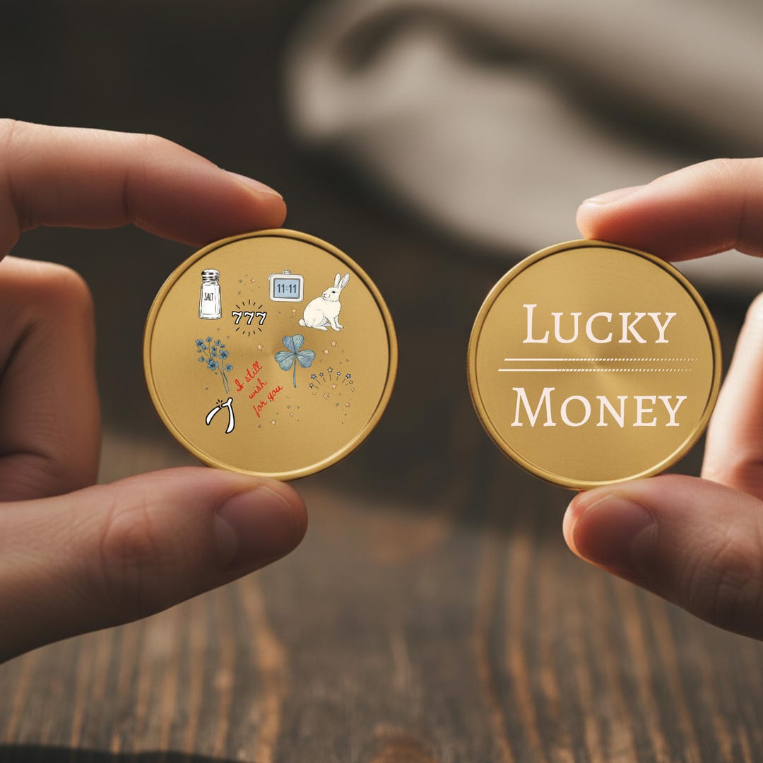 Lucky Charm Coin, Retro Wishbone 11:11 Coin, Good Luck Shamrock Token ...