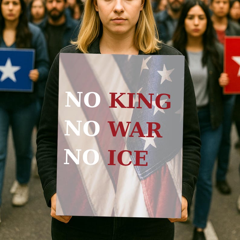 No King No War No ICE Protest Sign, Anti-ice Anti-trump Printable ...
