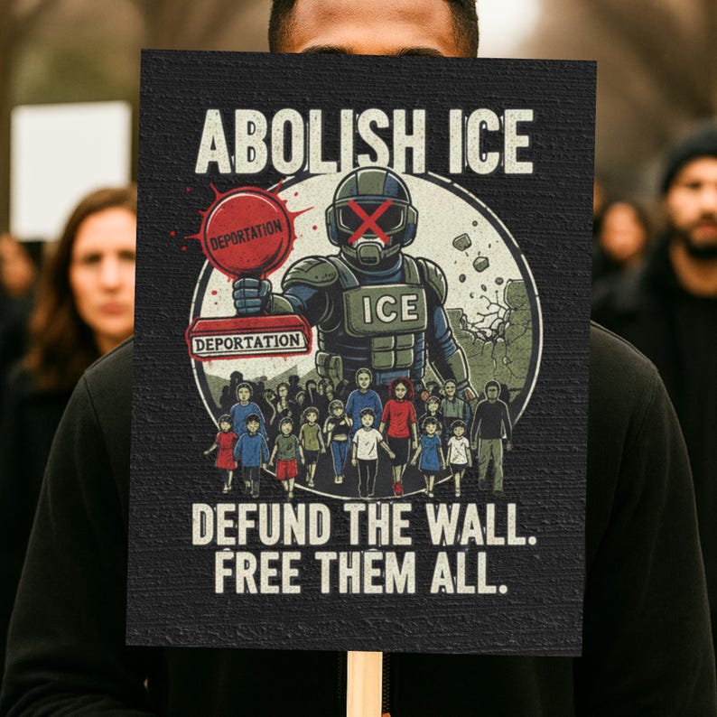 Abolish ICE Protest Sign, Defund the Wall Poster, Free Them All ...