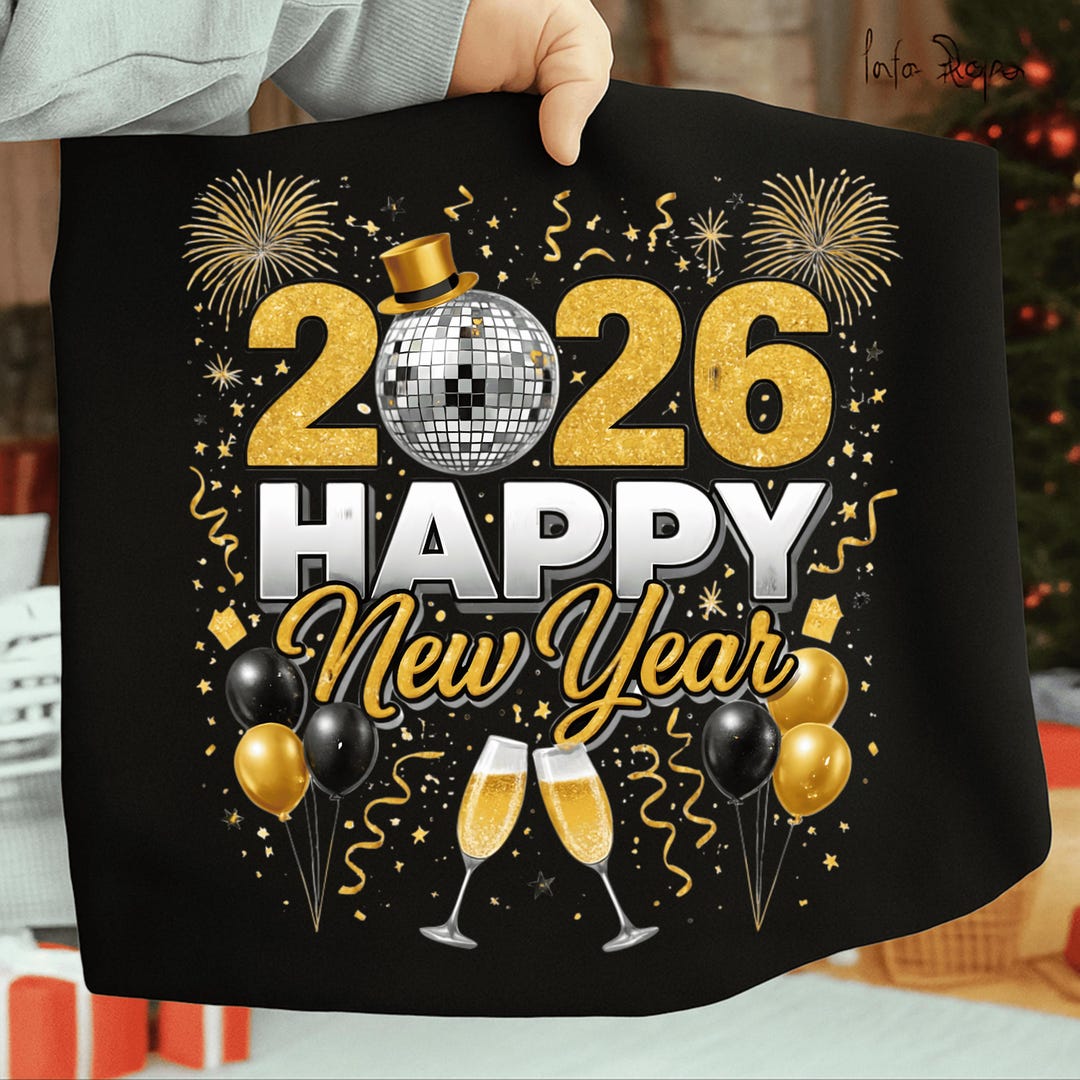 Happy New Year 2026 PNG | Gold Glitter Disco Ball (digital Download) - Etsy
