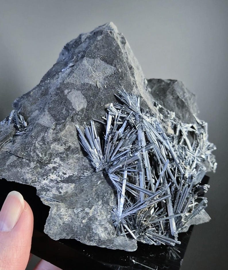 Rare Stibnite / Antimonite on Matrix. Xikuangshan Mine, Lengshuijiang ...