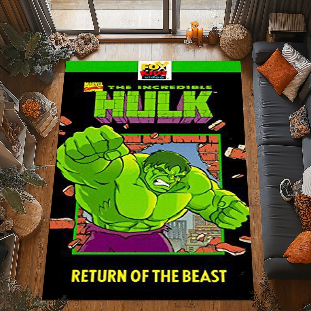 Hulk Smash Rug: Green Power Design, Comic Explosion Pattern, Superhero ...