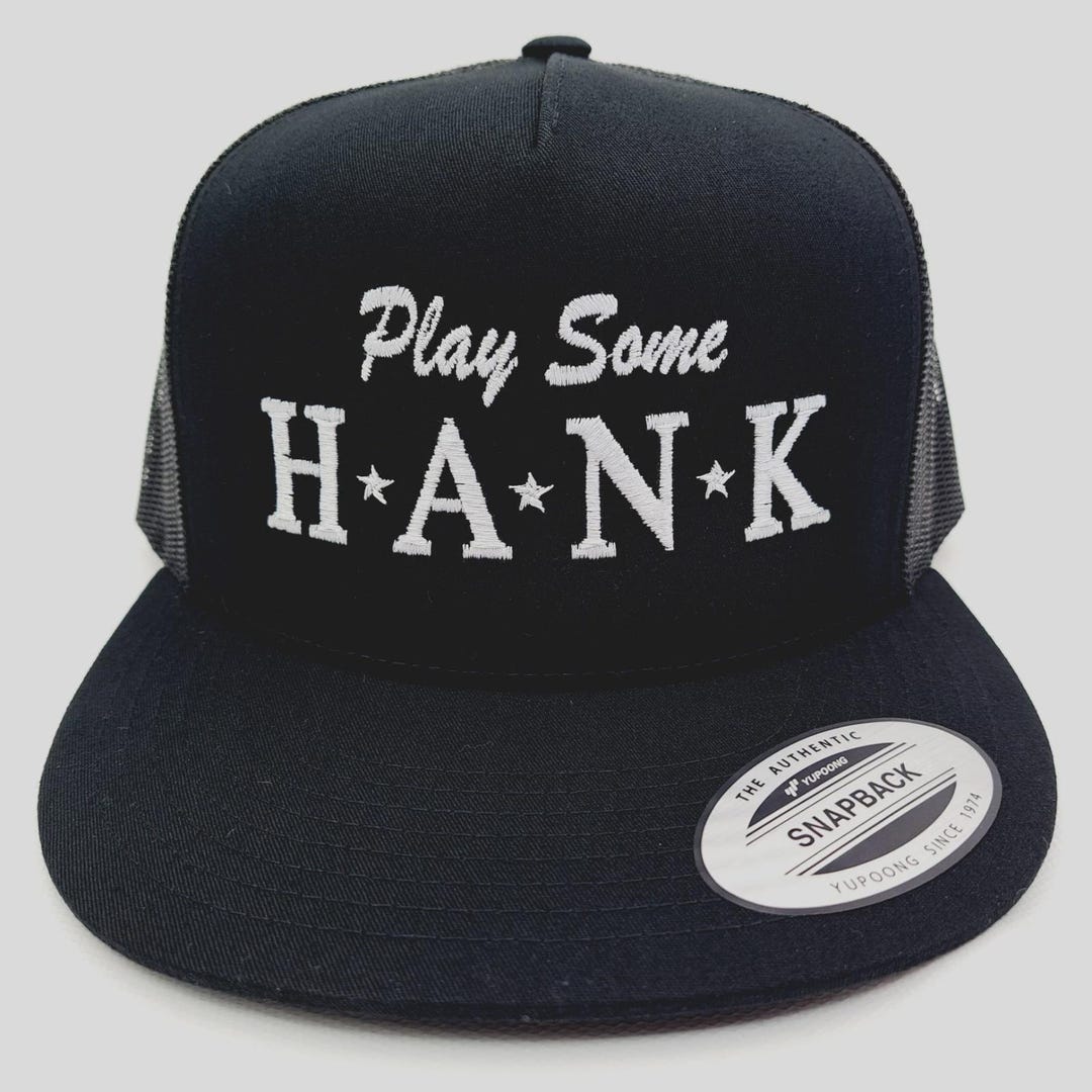 Play Some Hank Embroidered Mesh Flat Bill Snapback Hat Cap - Etsy