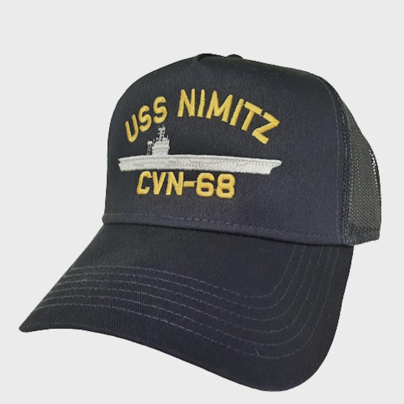 USS Nimitz CVN-68 Baseball Cap Hat Mesh Snapback Blue Embroidered - Etsy