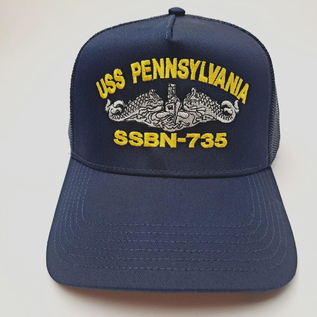 USS Pennsylvania SSBN-735 Submarine Boat Hat Cap Mesh Snapback Blue ...