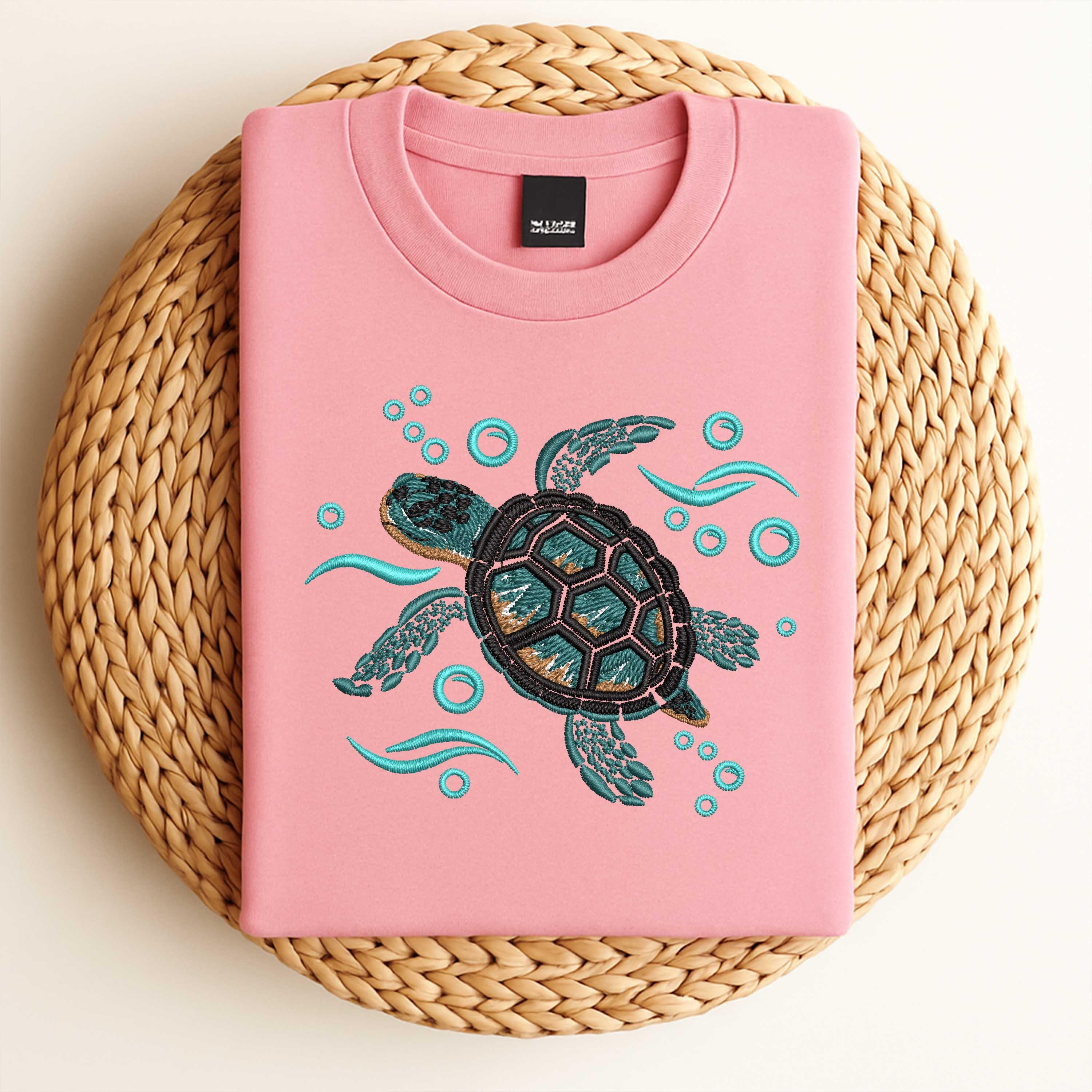 Sea Turtle Embroidery Design, Ocean Animal Embroidery Pattern, Marine ...