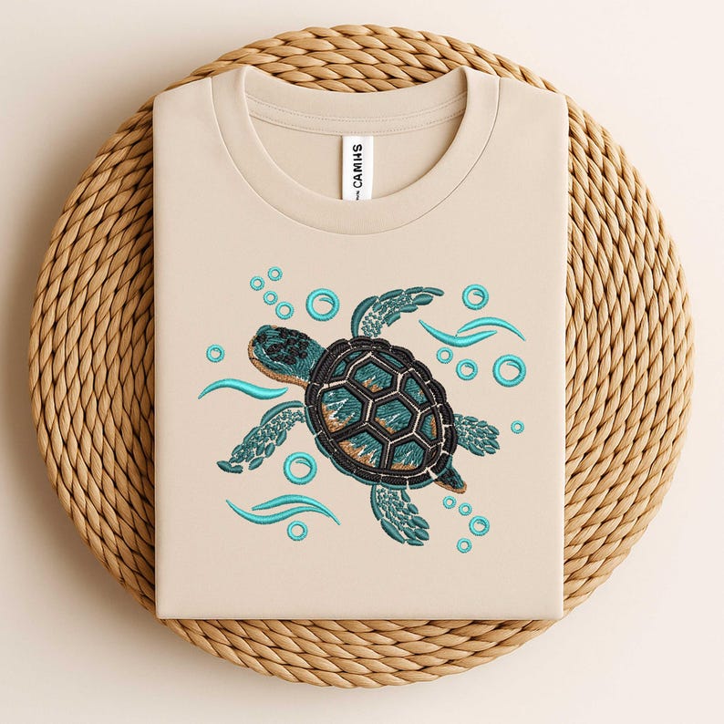 Sea Turtle Embroidery Design, Ocean Animal Embroidery Pattern, Marine ...