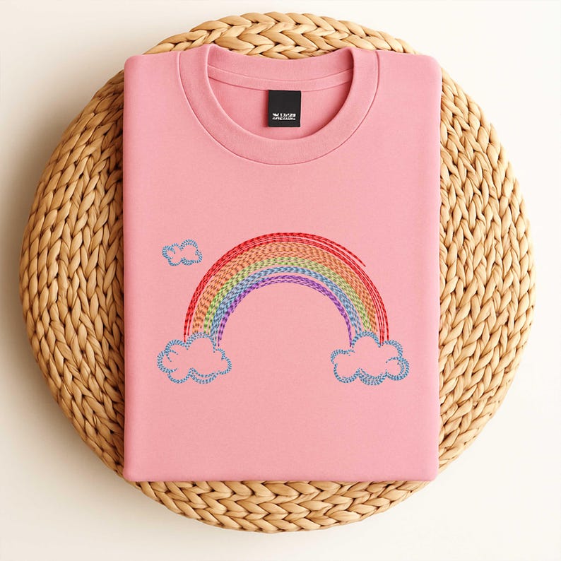 Rainbow Embroidery Design, Cute Cloud Rainbow Machine File, Colorful ...