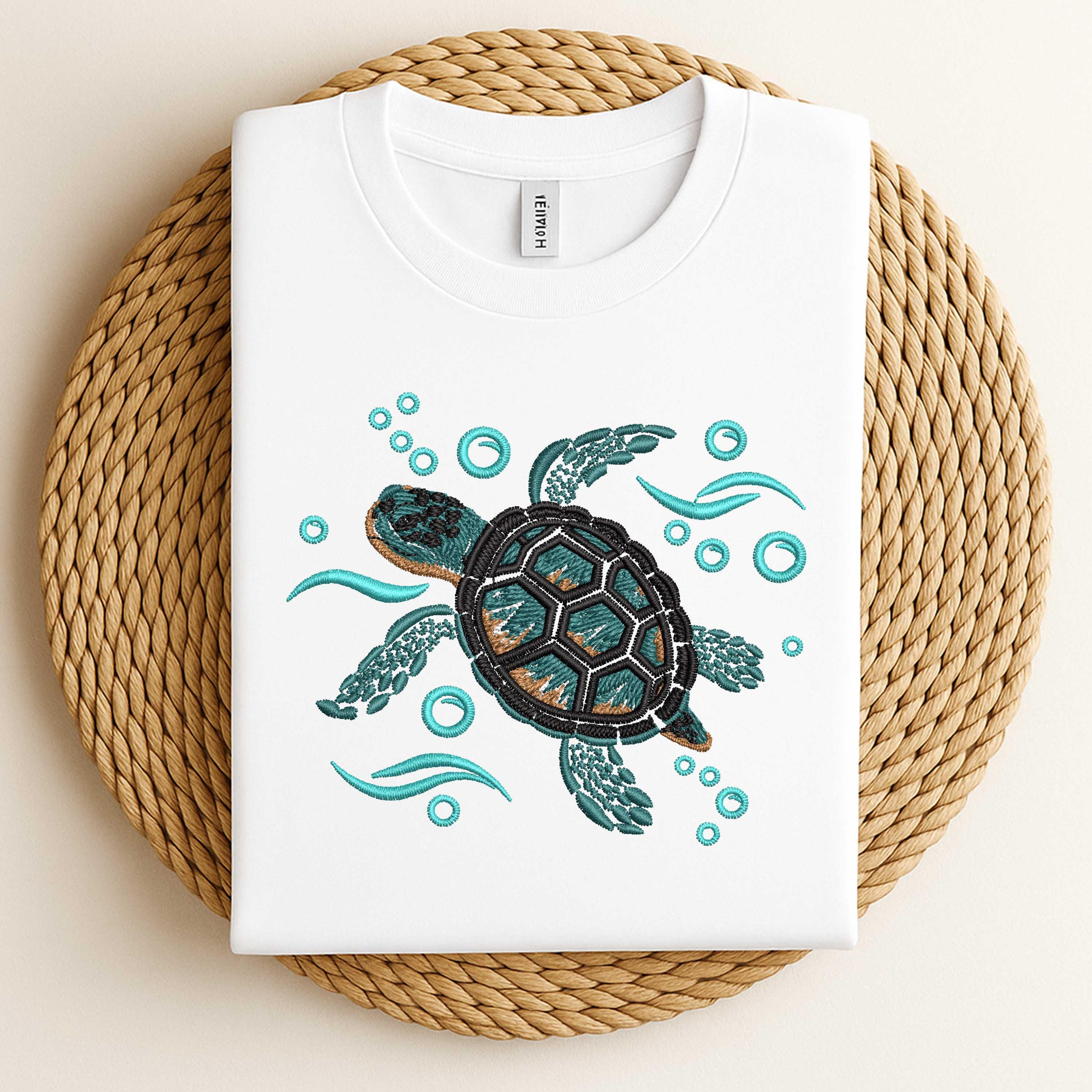 Sea Turtle Embroidery Design, Ocean Animal Embroidery Pattern, Marine ...