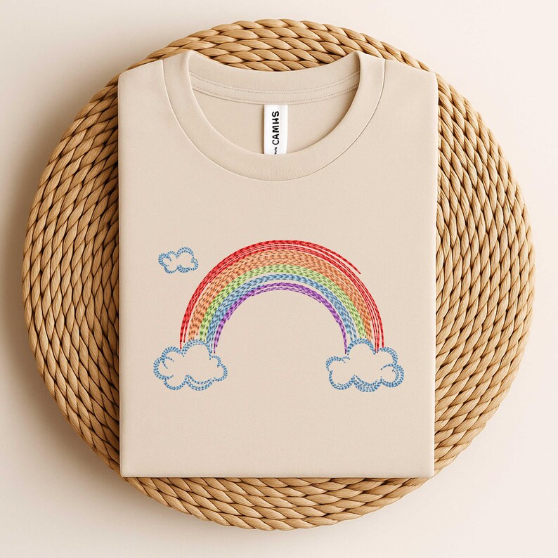 Rainbow Embroidery Design, Cute Cloud Rainbow Machine File, Colorful ...