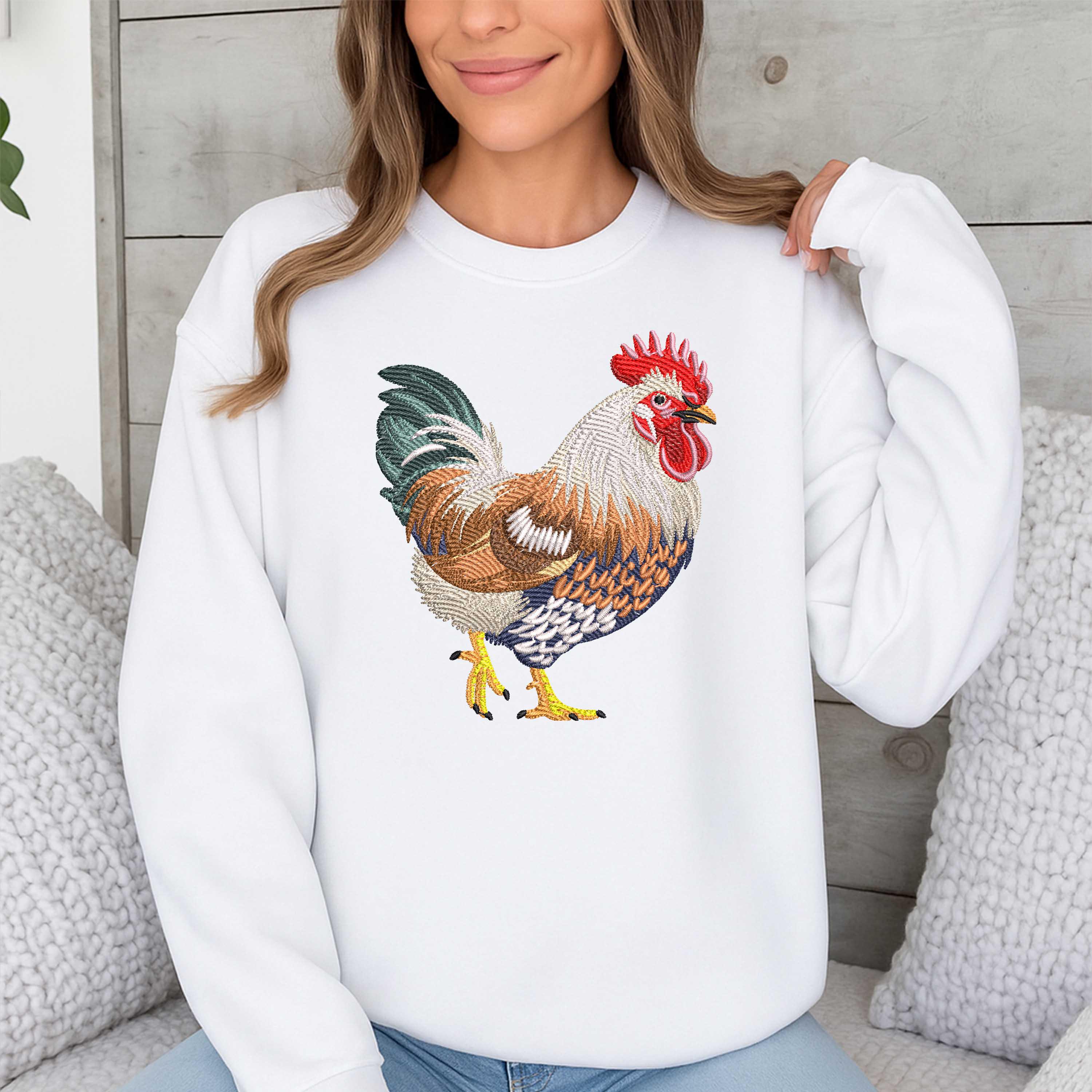Rooster Embroidery Design,colorful Farm Rooster Embroidery Pattern ...