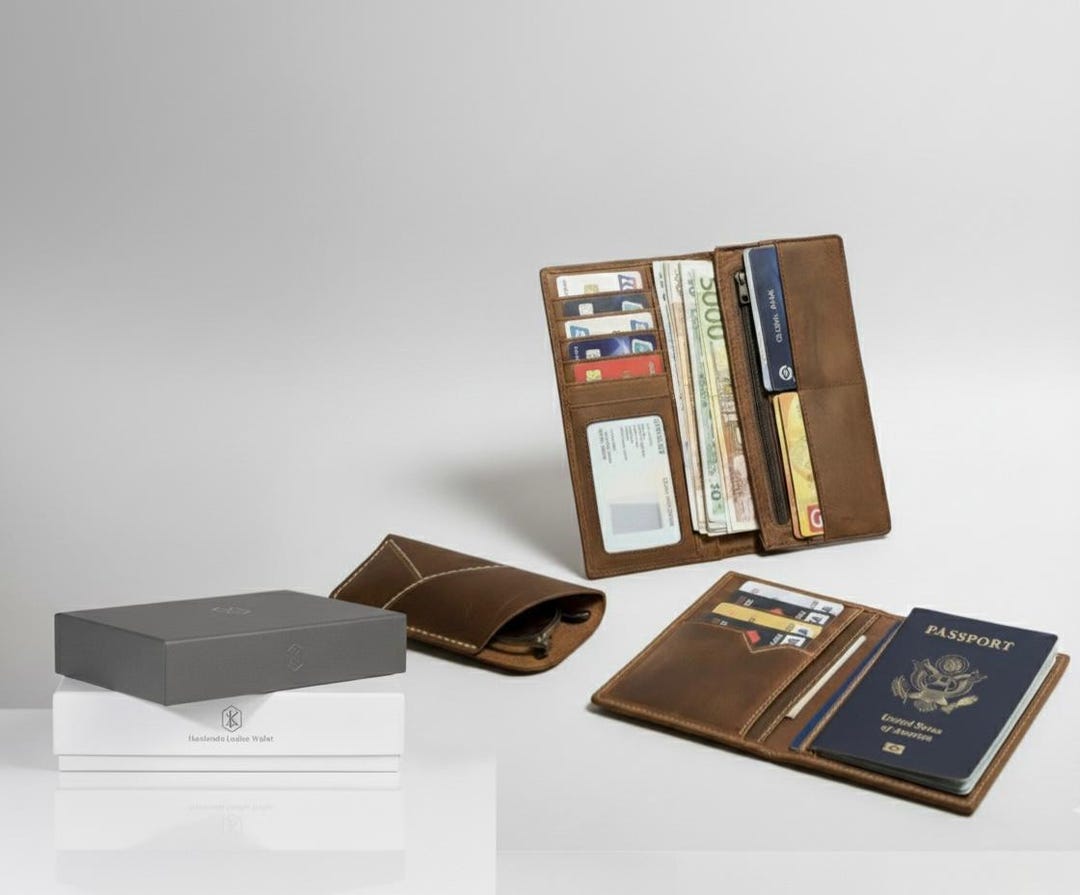 Handmade Full-grain Leather Travel Set | Wallet, Passport Cover ...