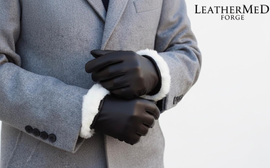 Super Warm Men’s Leather Gloves With Rabbit Fur Lining | Soft Italian ...
