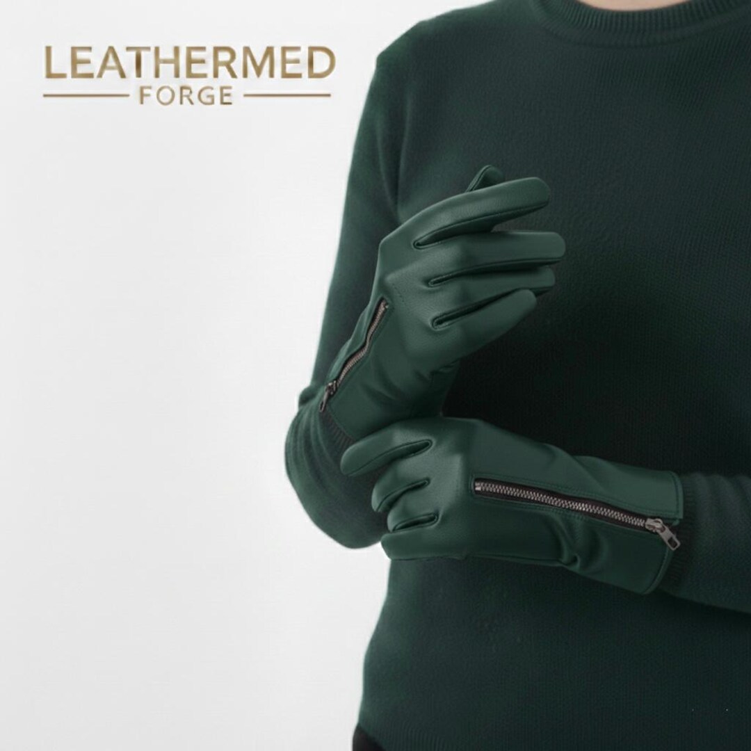 Sheep Leather Gloves With Zippers, Soft Winter Style - Etsy