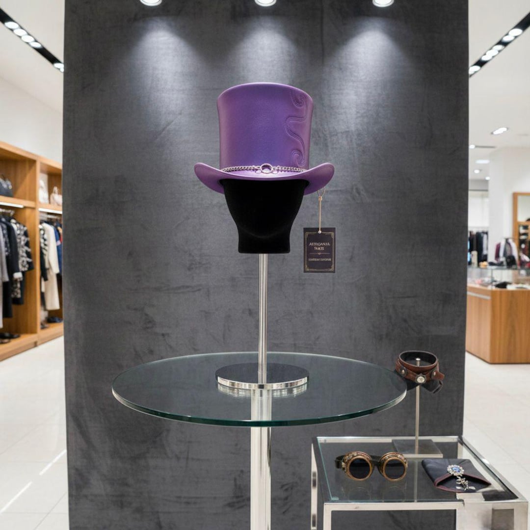 Handmade Purple Leather Top Hat | Steampunk Victorian Hat With Chain ...
