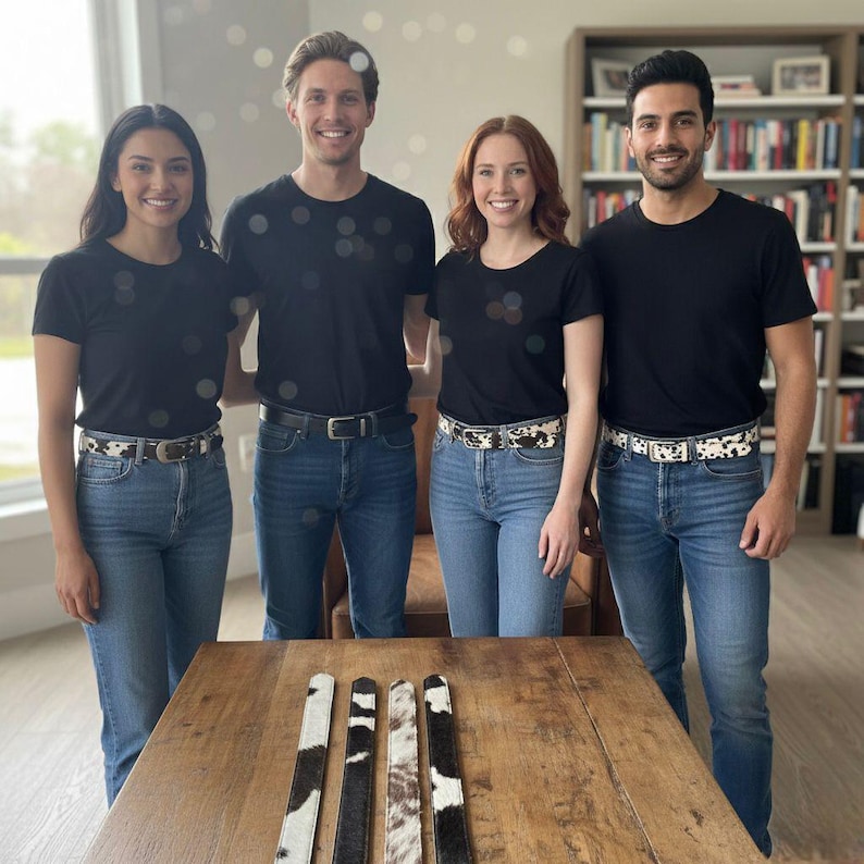 Handmade Cowhide Leather Belt Set of 4 | Western Style Belts | Rustic ...