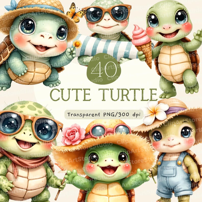 Cute Baby Animals Mega Bundle, Watercolor Animal Clipart PNG, Nursery ...