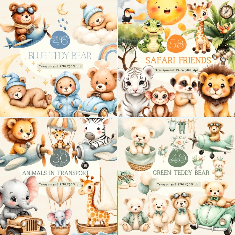 Baby Shower Nursery Mega Bundle, Watercolor Baby Clipart PNG, Gender ...