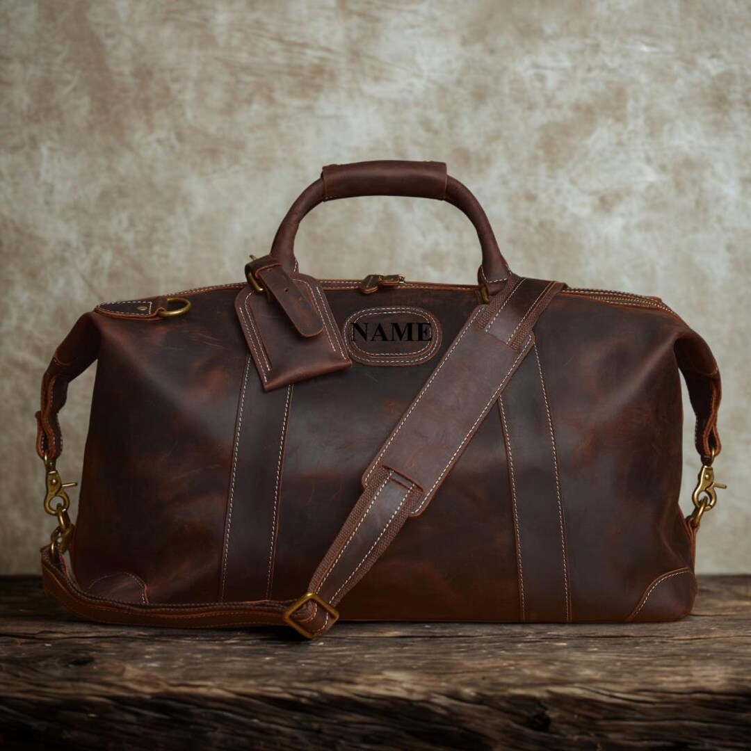 Handcrafted Full-grain Leather Briefcase: Brown Handbag, Luggage Bag on ...